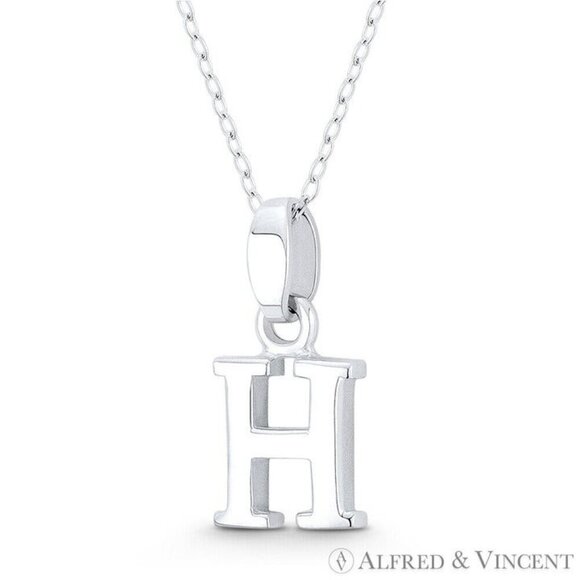 Alfred & Vincent | Jewelry | Initial Letter H Charm 3d Pendant In 925 ...